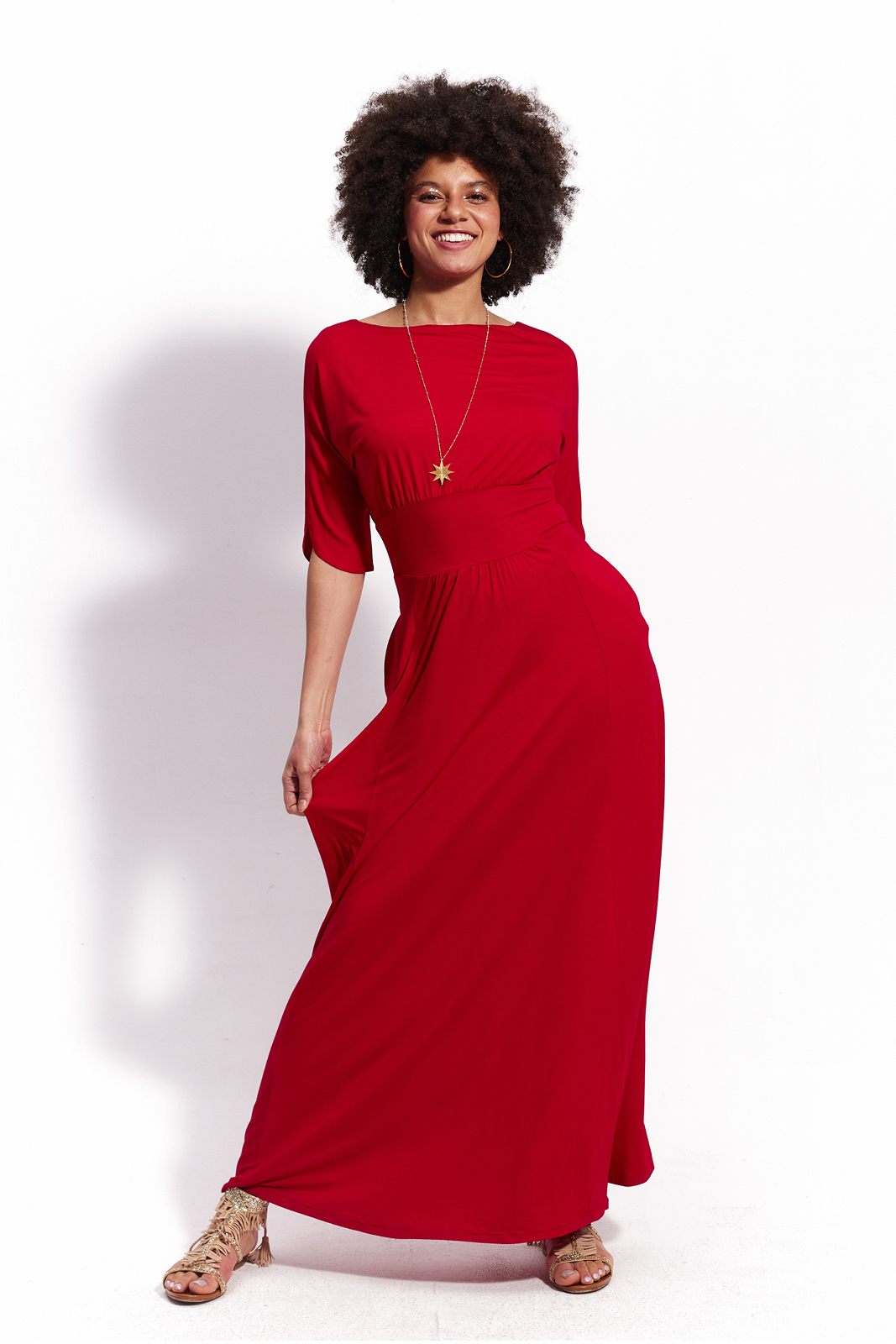 ALINA red maxi dress